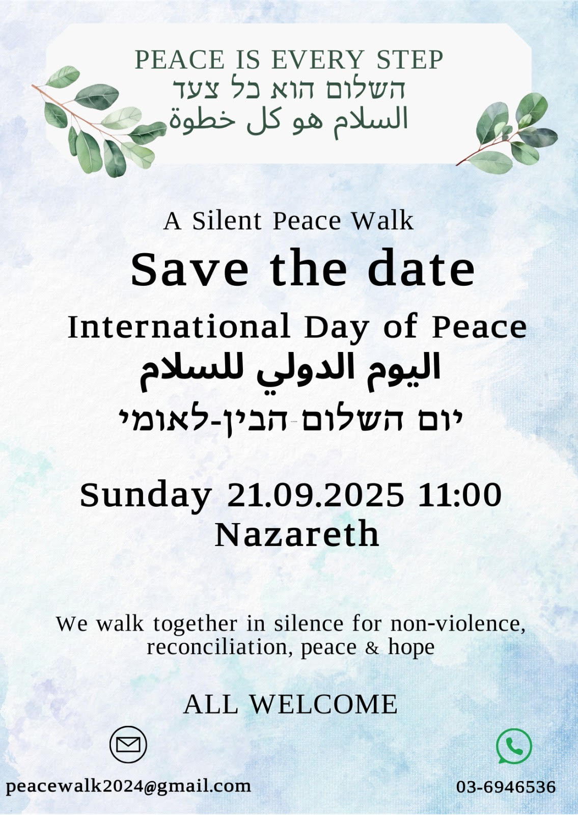 Silent Peace Walk on International Peace Day (Nazareth) - Alliance for ...